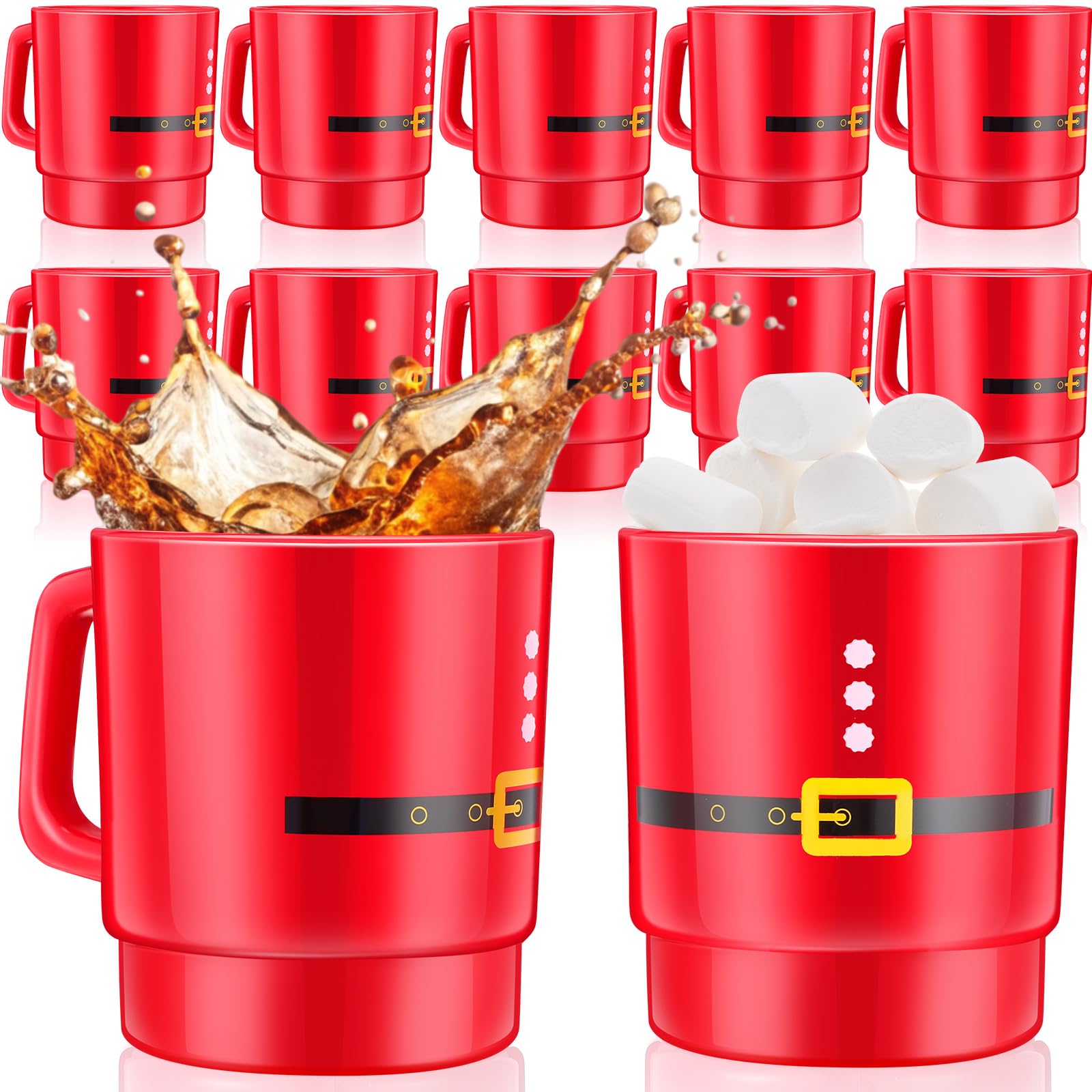 Amazon.com: Sliner 12 PCS Christmas Mugs Set Santa Claus Suit Plastic ...