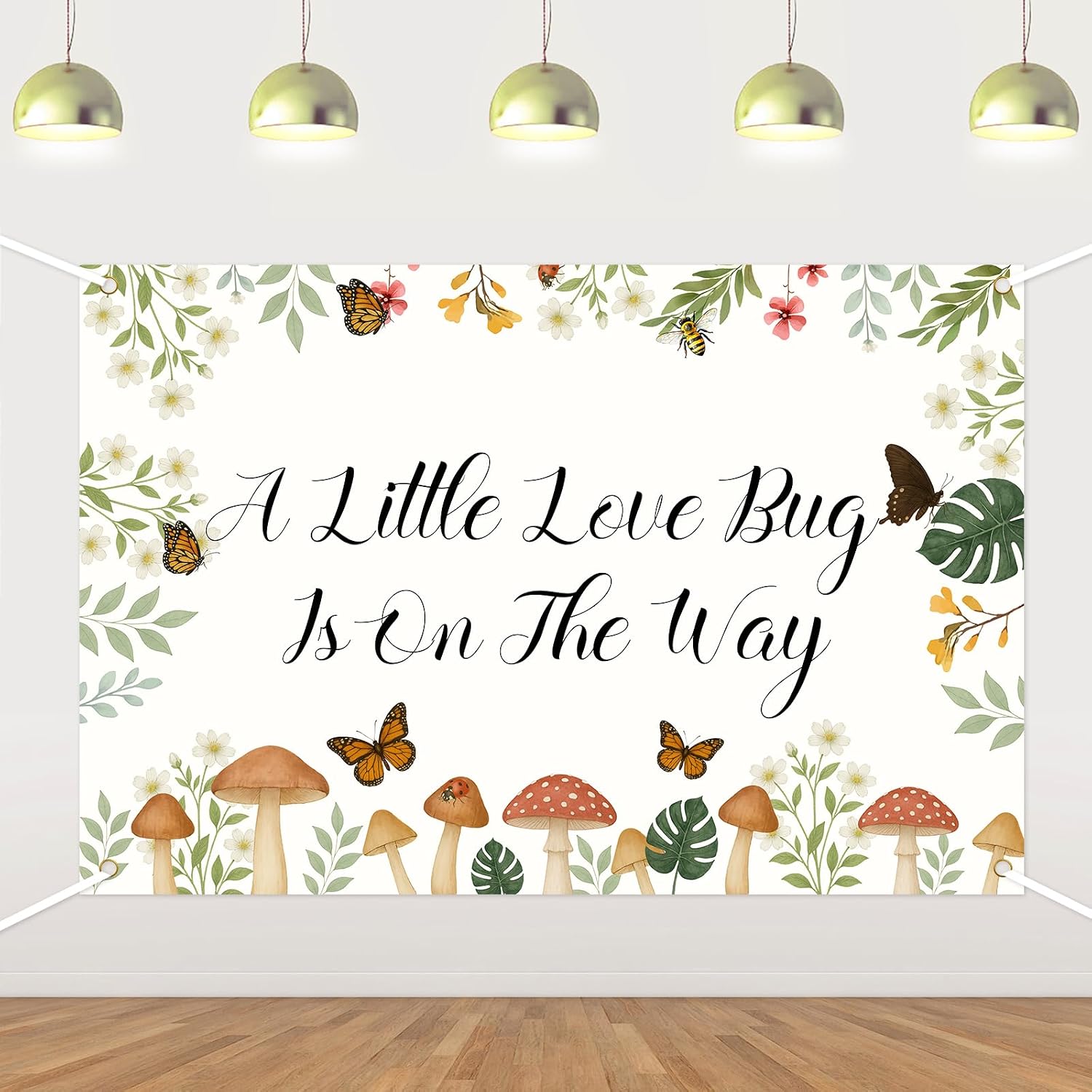 Amazon.com : A Little Love Bug is On The Way Backdrop Banner Insect ...