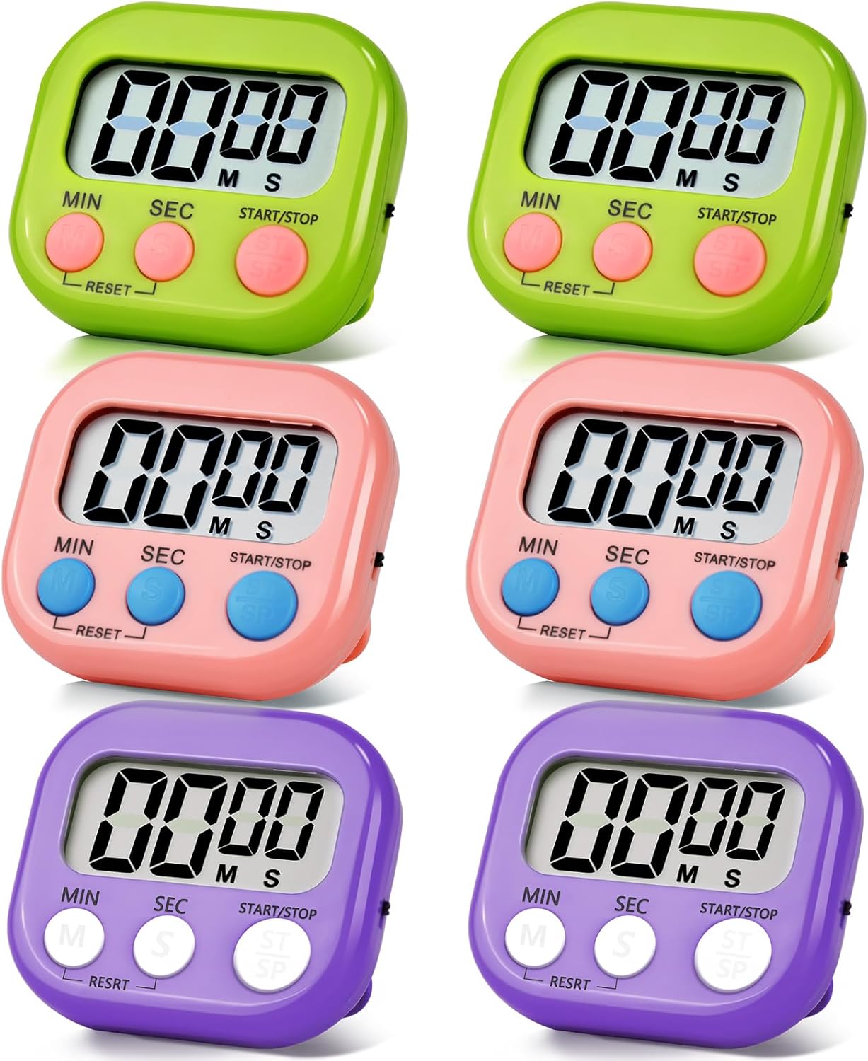 Amazon.com: 6 Pack Digital Kitchen Timer Magnetic Digital Timer with ...