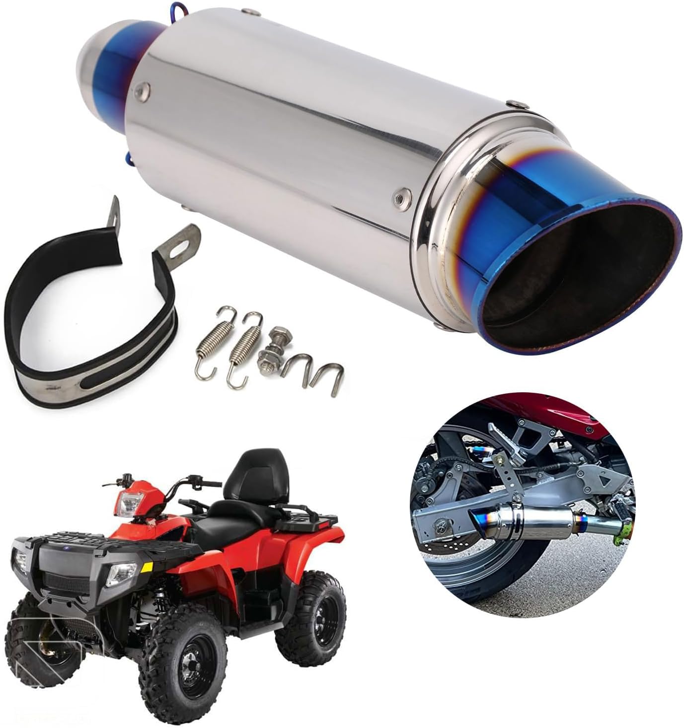 Amazon.com: ATV Exhaust Muffler,Universal Stainless Steel 1.5-2 ...
