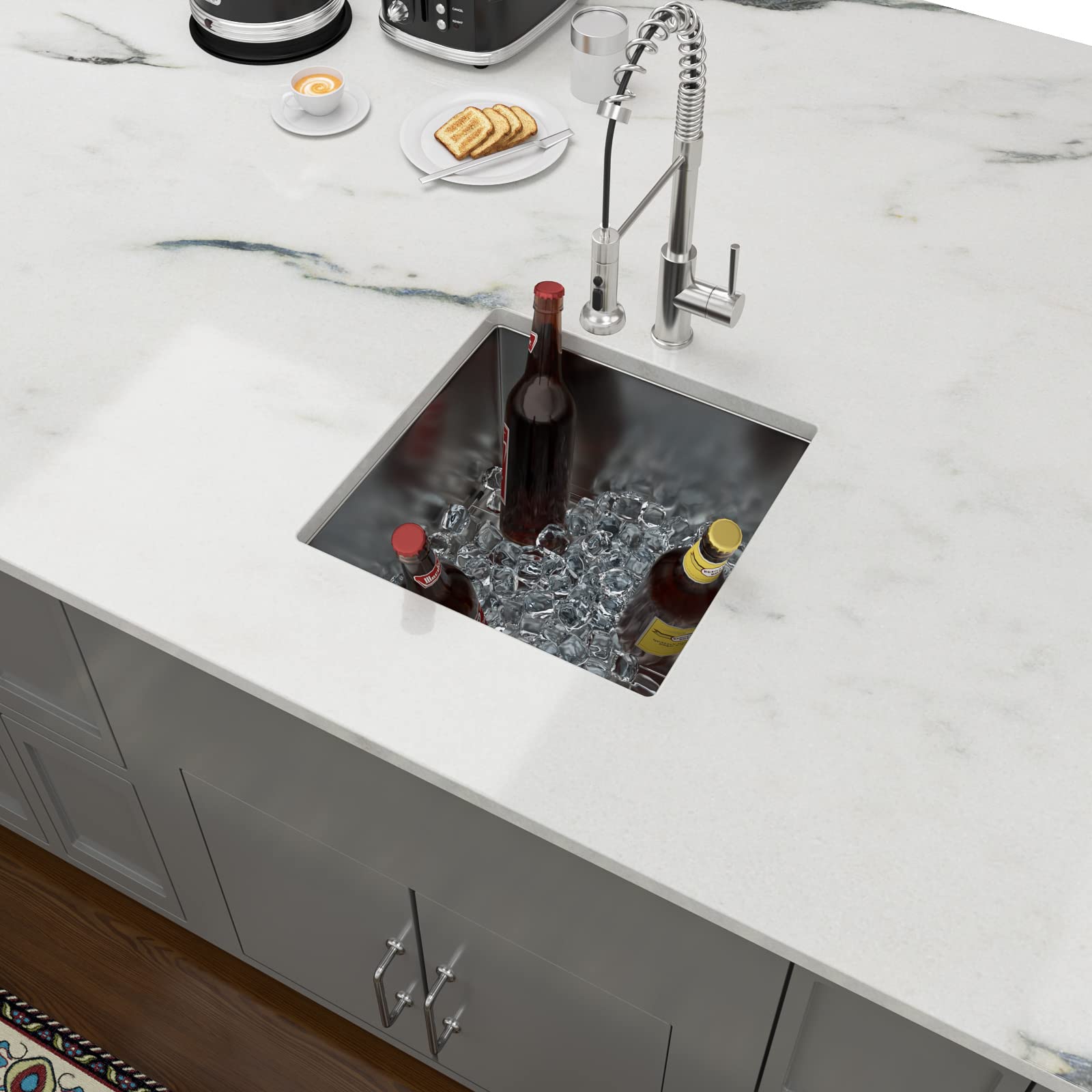 Bar Prep Sink - Lordear 17x17 inch Undermount Bar Prep Sink Deep Single ...