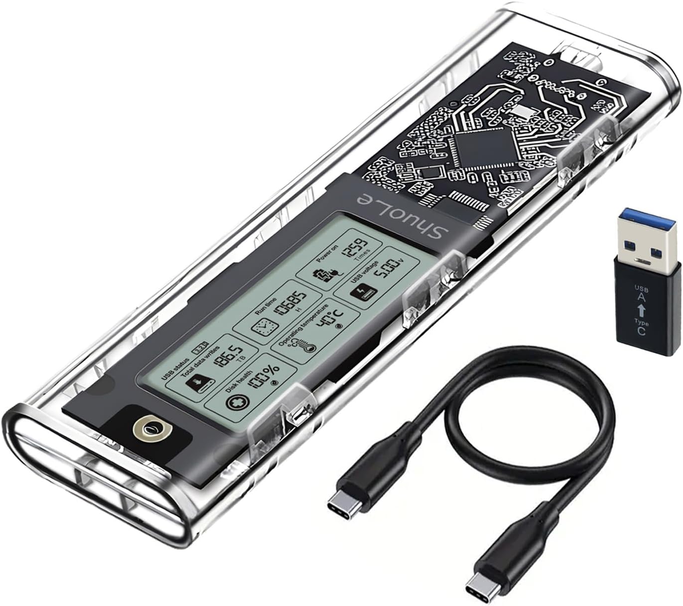 Amazon.com: ShuoLe M.2 NVMe SSD Enclosure with LCD Screen, USB 3.2 Gen ...