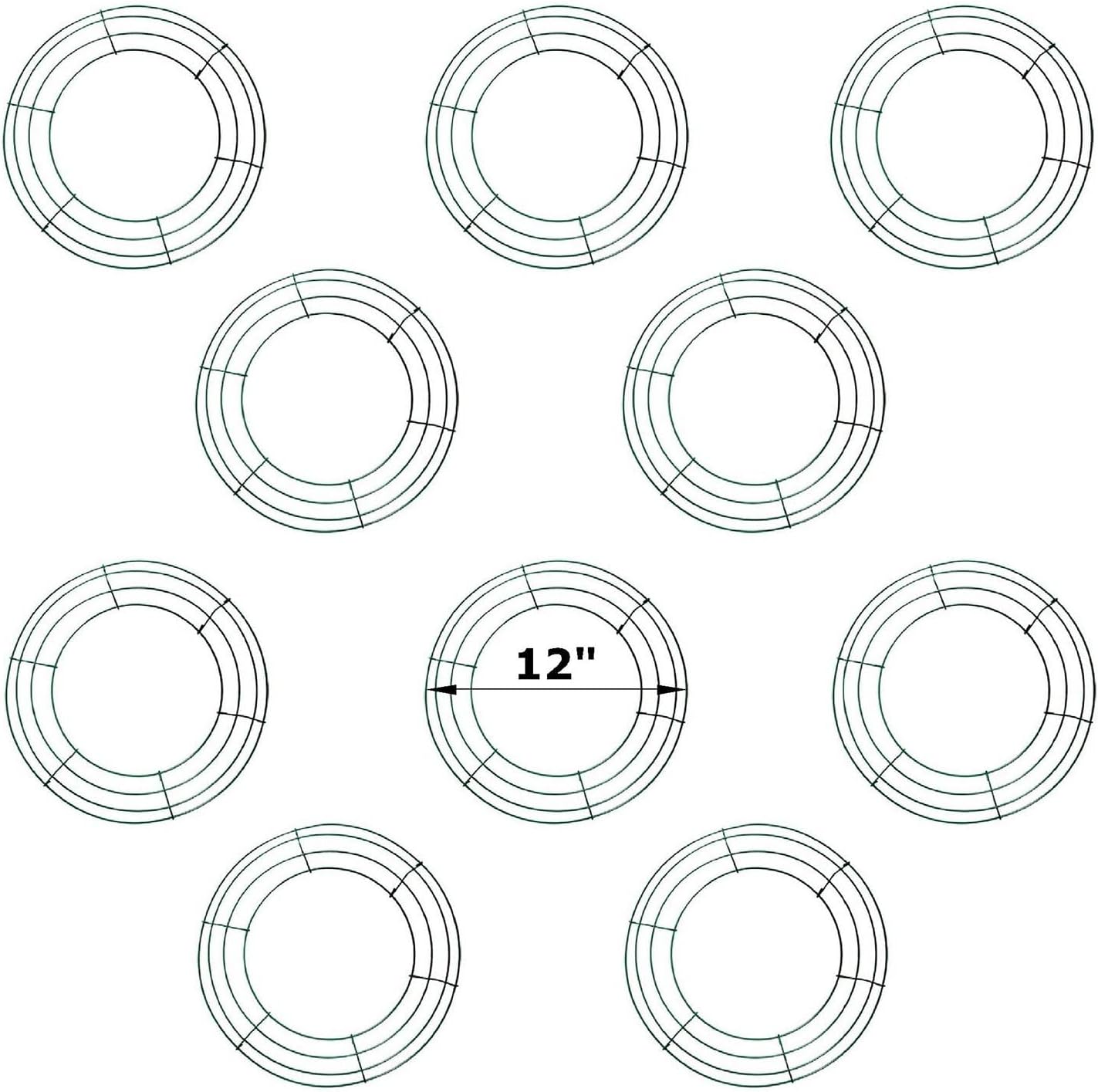 Amazon.com: MTB Wire Wreath Frame 12 inch Green, Pack of 10 Wreath Form ...