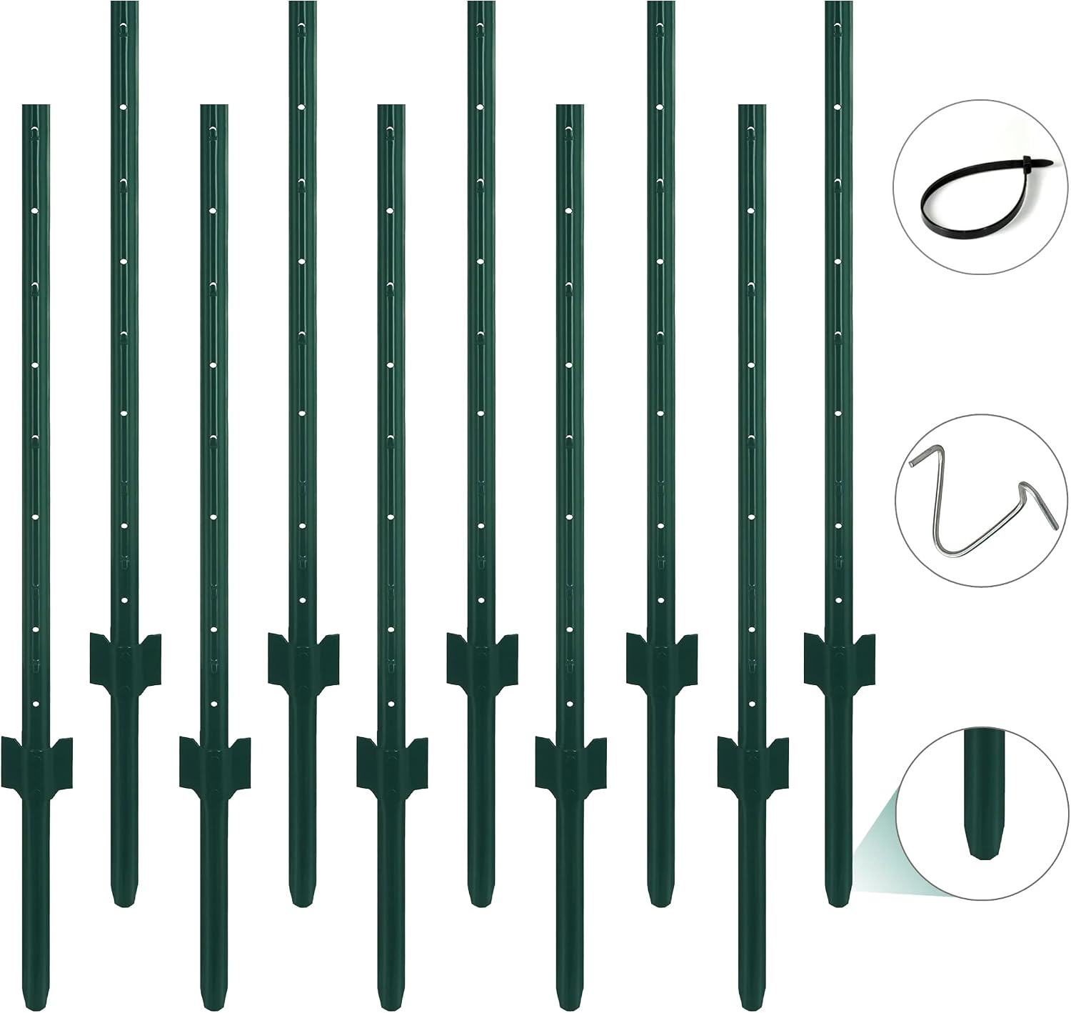 Amazon.com : (3-4-5-6-7 Feet) TANIVO Heavy Duty Fence Post with Spike ...