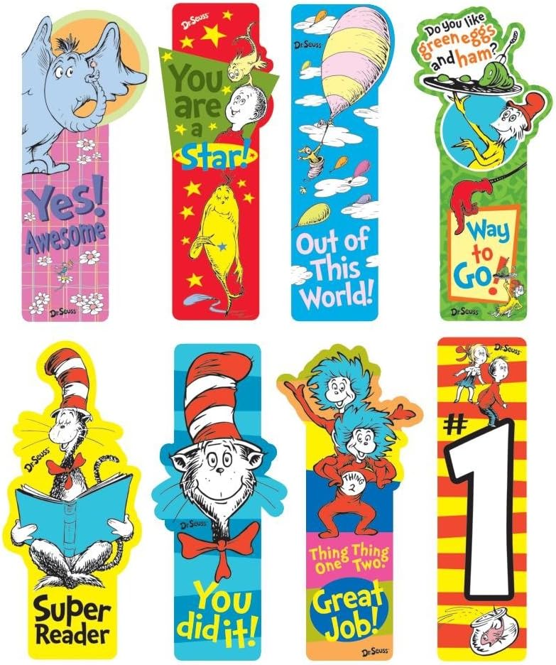 Amazon.com: Color Your Own Dr. Seuss The Cat in The Hat Bookmarks - 48 ...