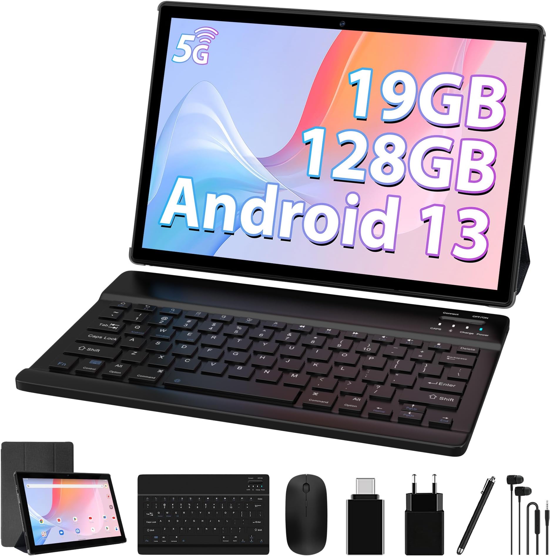 POWMUS Tablette Android 13 Tablette 10 Pouces Quad-Core Processeur,5G ...