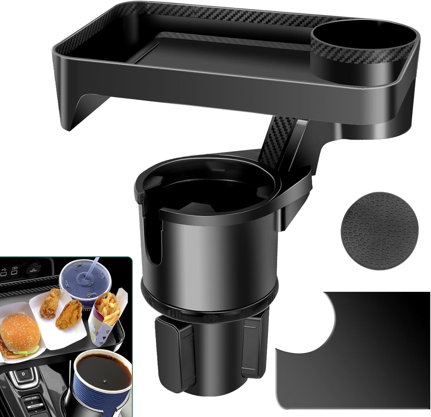 Amazon.com: Piemmm 2 in 1 Car Food Tray for Eating Car Tray Cup Holder ...