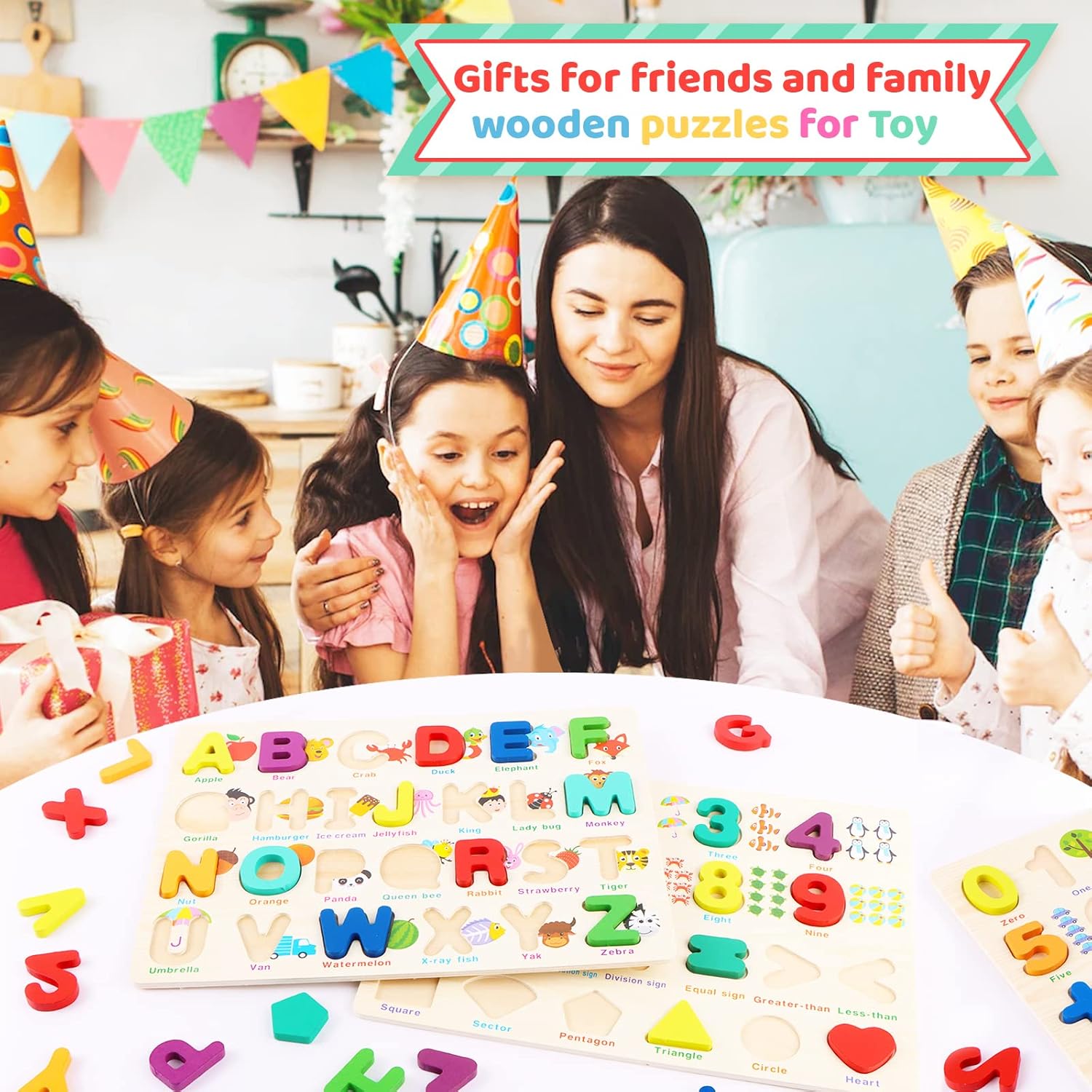 Kerarme Toddler Puzzles,2 in 1 Wooden Peg Puzzle Set Wooden ABC ...