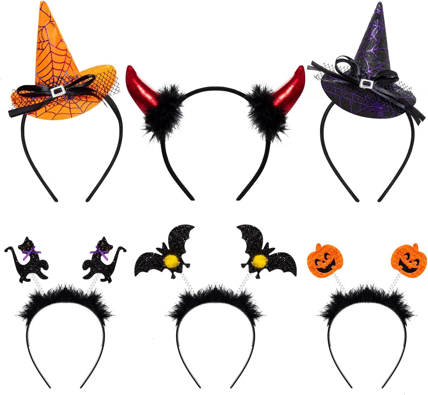 Amazon.com: YoleShy Halloween Headbands 6 Pack Witch Hat Headband for ...