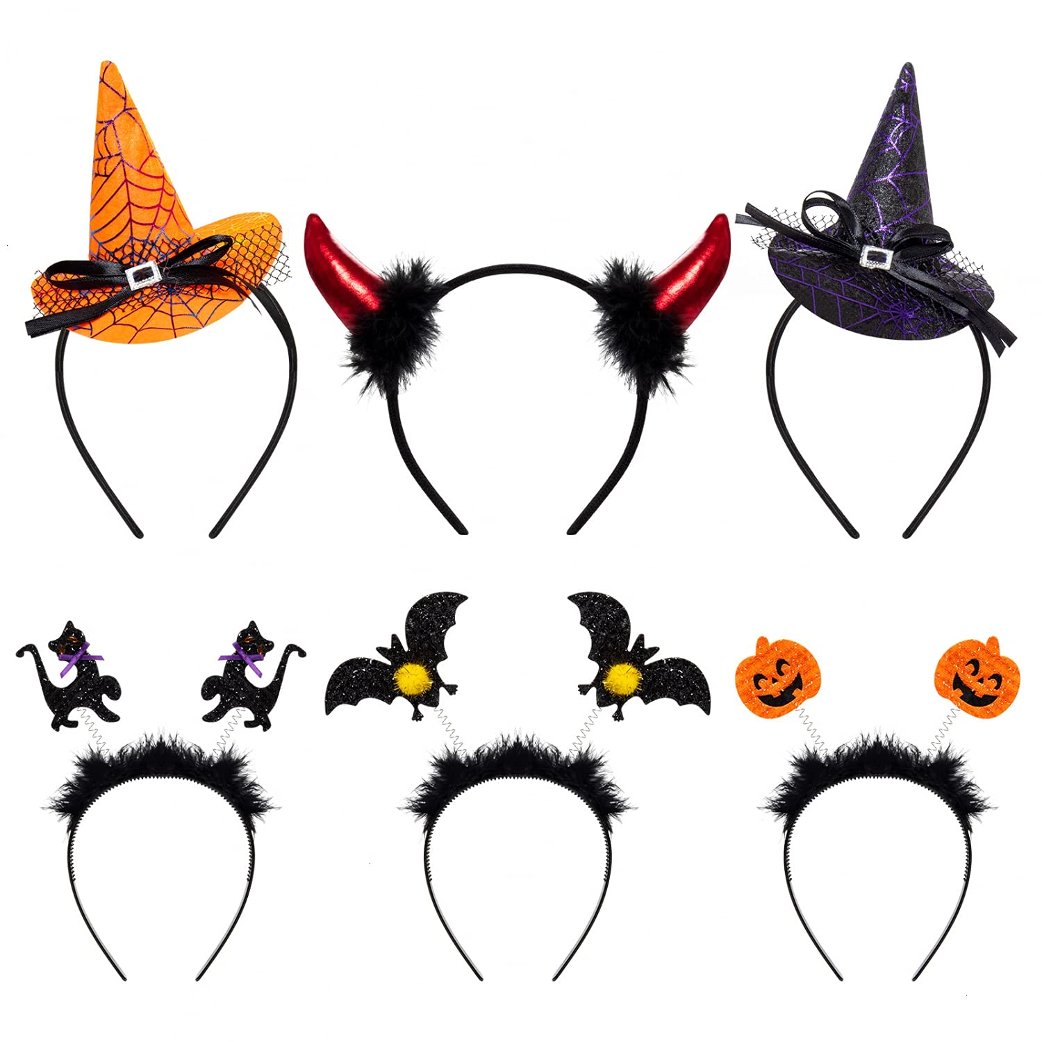 Amazon.com: YoleShy Halloween Headbands 6 Pack Witch Hat Headband for ...