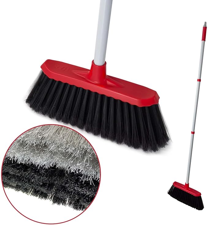 Amazon.com: Heavy-Duty Broom Upgraded Double-Side Bristles Wide Angle ...
