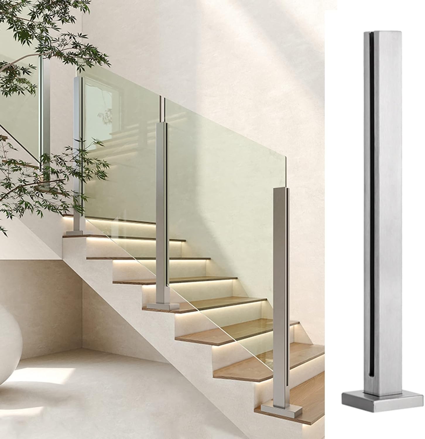 Amazon.com: Glass Railing Post,Stair Post Indoor Staircase Baluster ...