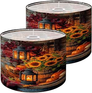 boho Lampshades Lamp Shades set of 2 Fall Photo Autumn Forest Scenery ...