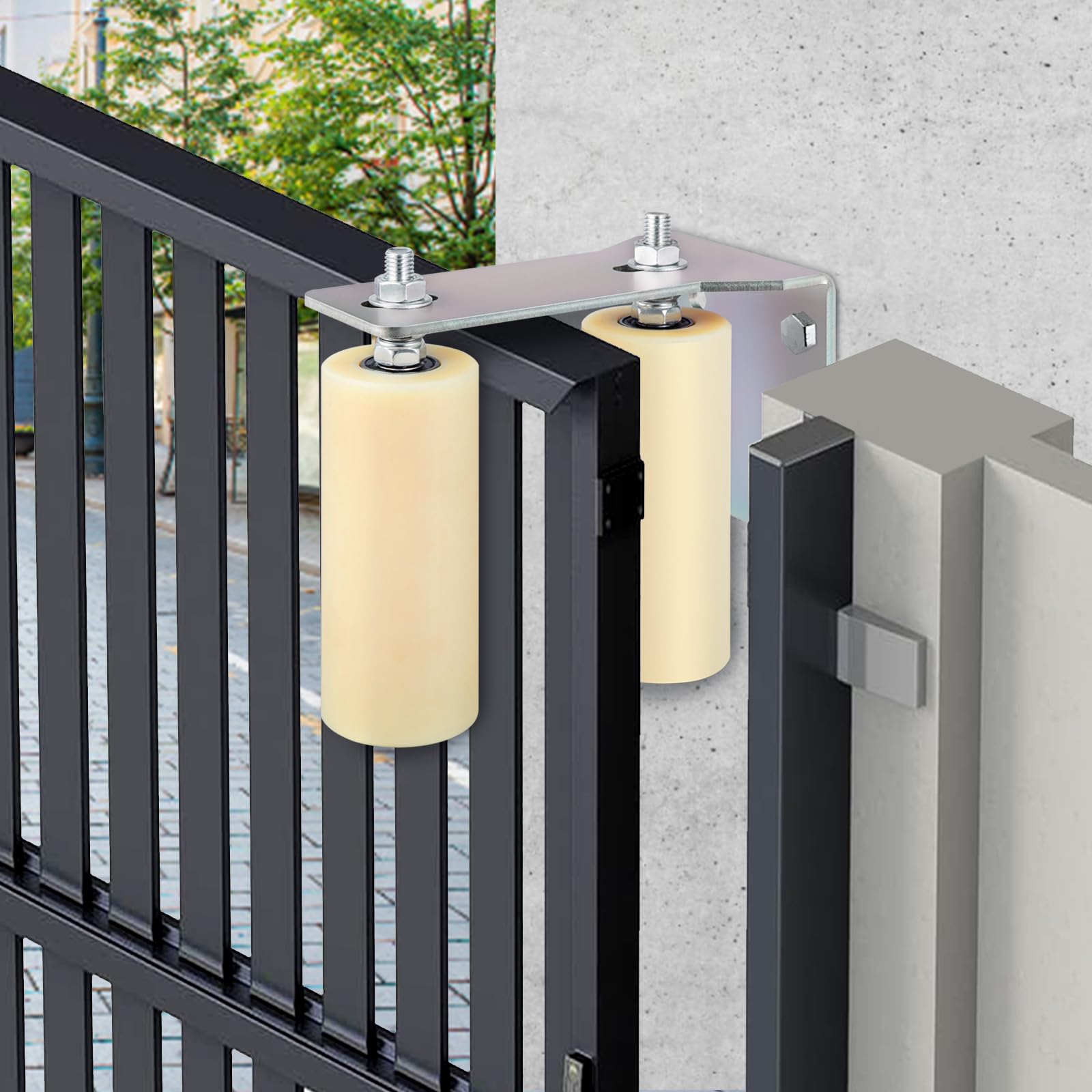 HomiShare Gate Roller Guide, 6" White Nylon Roller Sliding Gate, Heavy ...