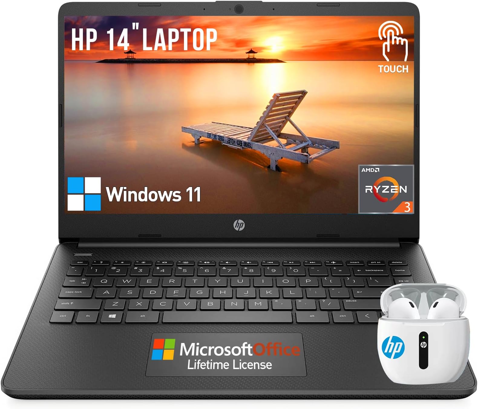 Amazon.com: HP Touch Screen Laptop, 14 Inch Laptop Touchscreen Computer ...