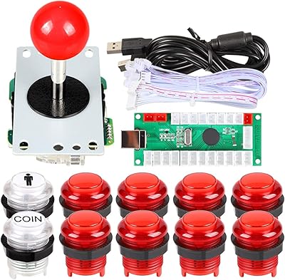 Amazon.com: EG STARTS Arcade Buttons 1 Player DIY Kit Joystick 5V LED ...