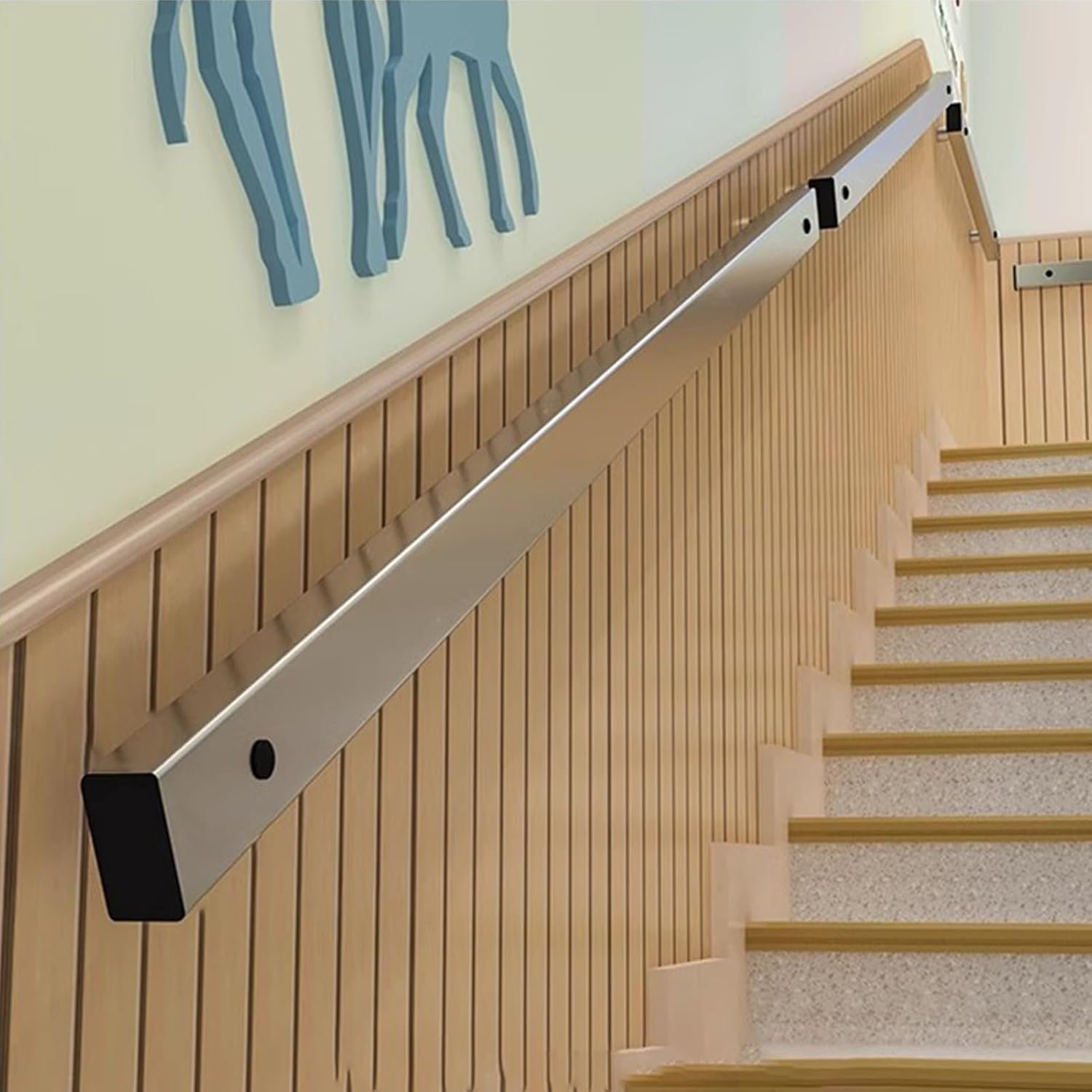 Amazon.com: Silver Black Metal Staircase Handrails, 3cm Narrow Easy ...