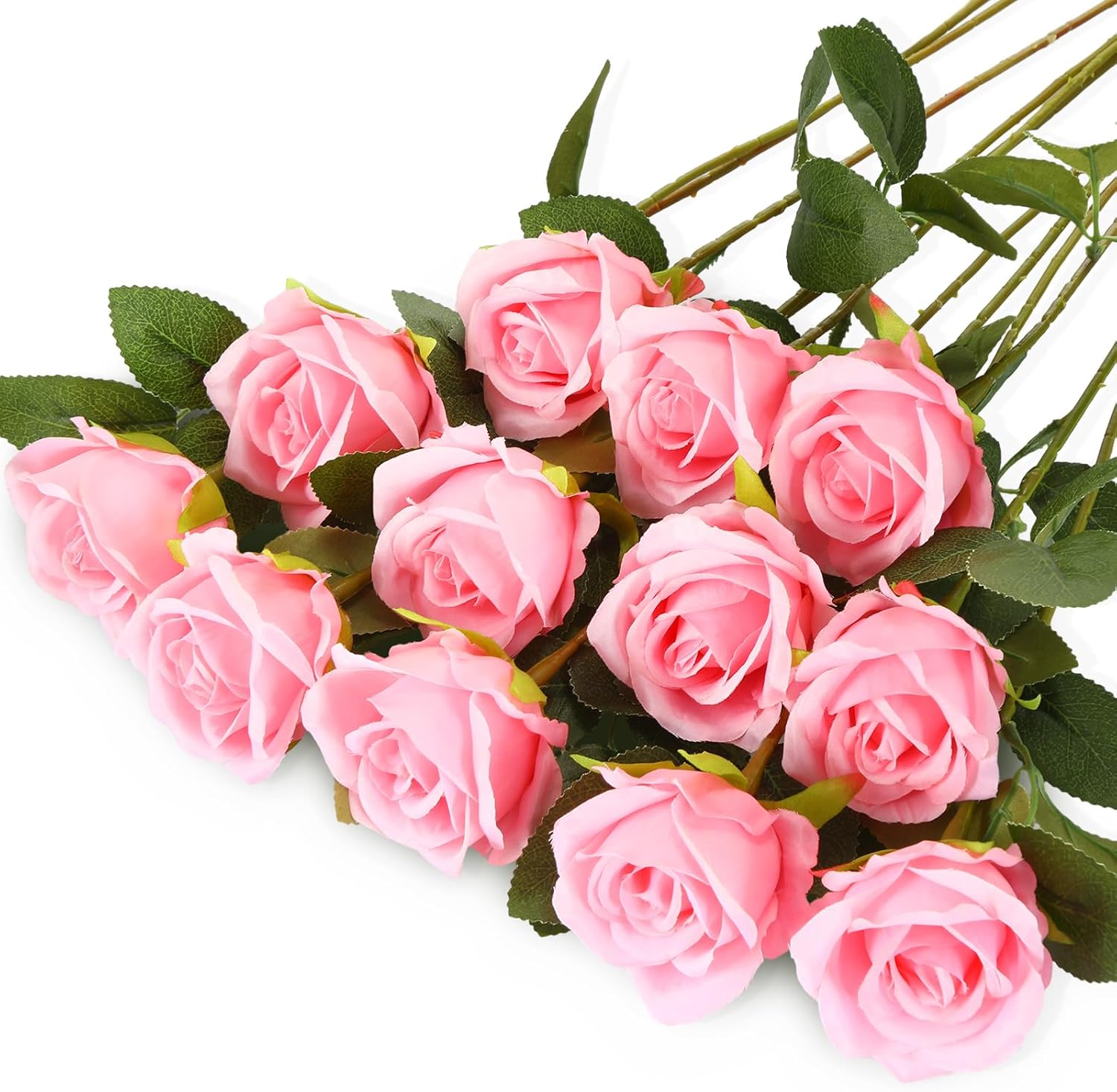 Amazon.com: Hotop 12 Pcs Artificial Roses Flowers Realistic Silk ...