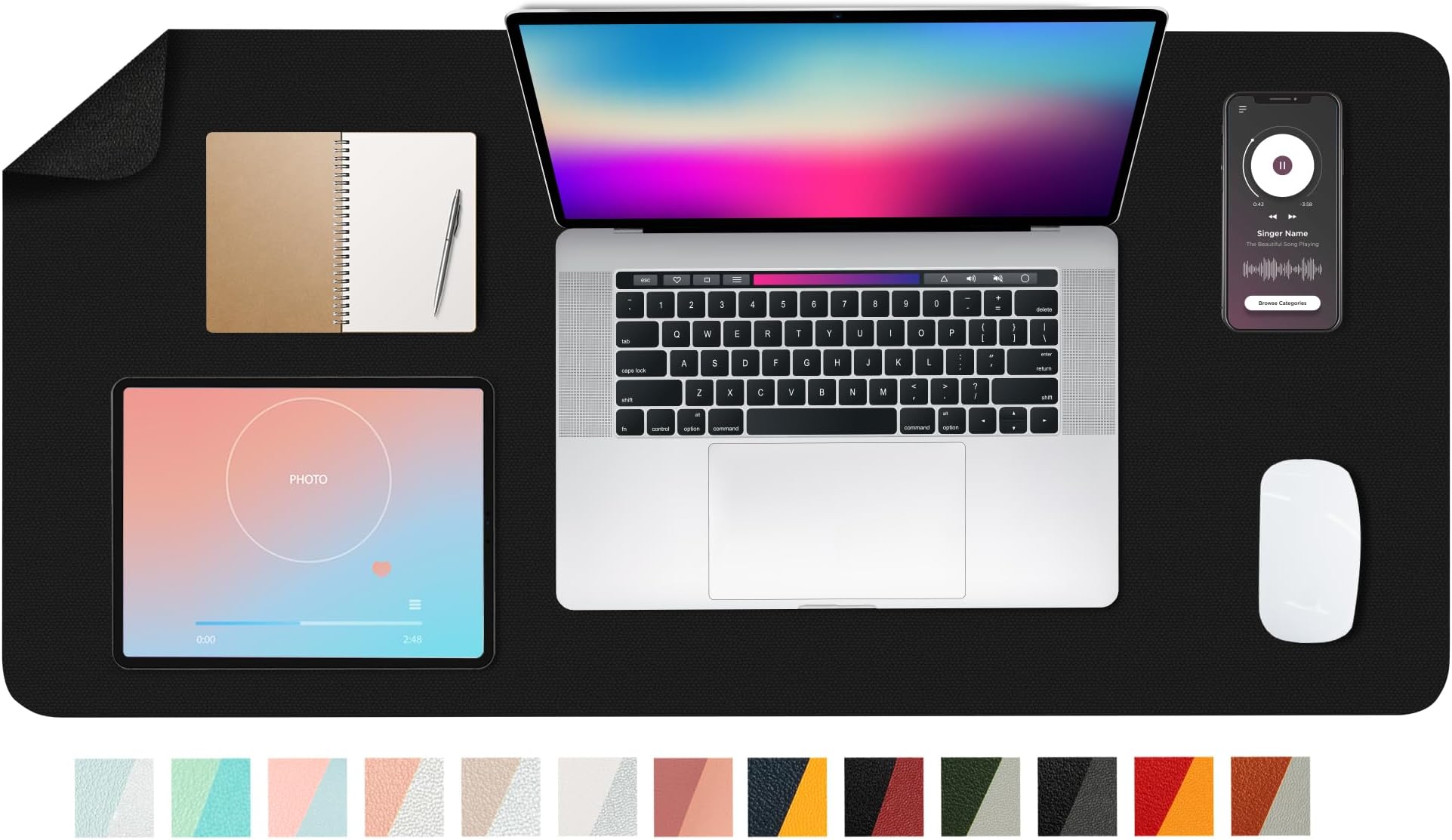 Large Desk Pad Mouse Mat 90x45cm, PU Leather Desk Mat, Gaming Keyboard ...