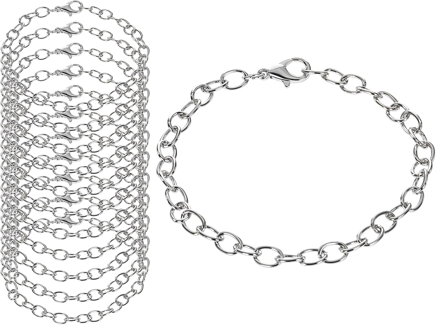 Amazon.com: 12pcs Silver Plated Chain Bracelets 20cm(7-7/8") Trendy ...