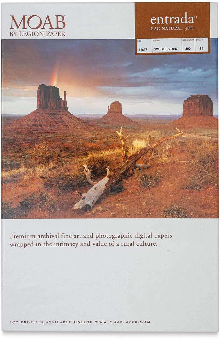 Amazon.com : Moab Entrada Rag Natural 300gsm Paper 11 x 17, 25 Sheets ...