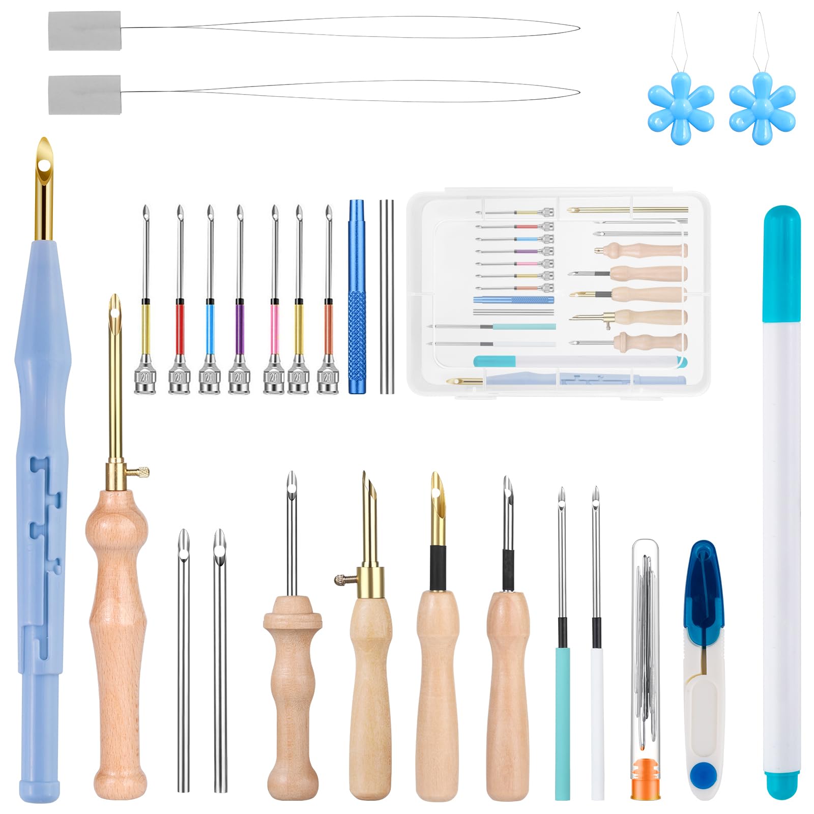 Amazon.com: 30Pcs Punch Needle Tool with 11 Different Size Needles ...