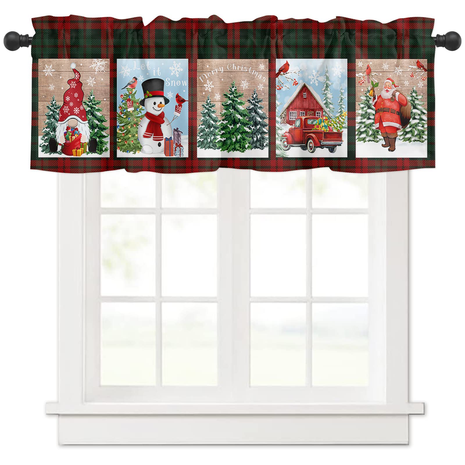 Vertdecor Christmas Window Valances - Christmas Snowman Gnome Truck ...