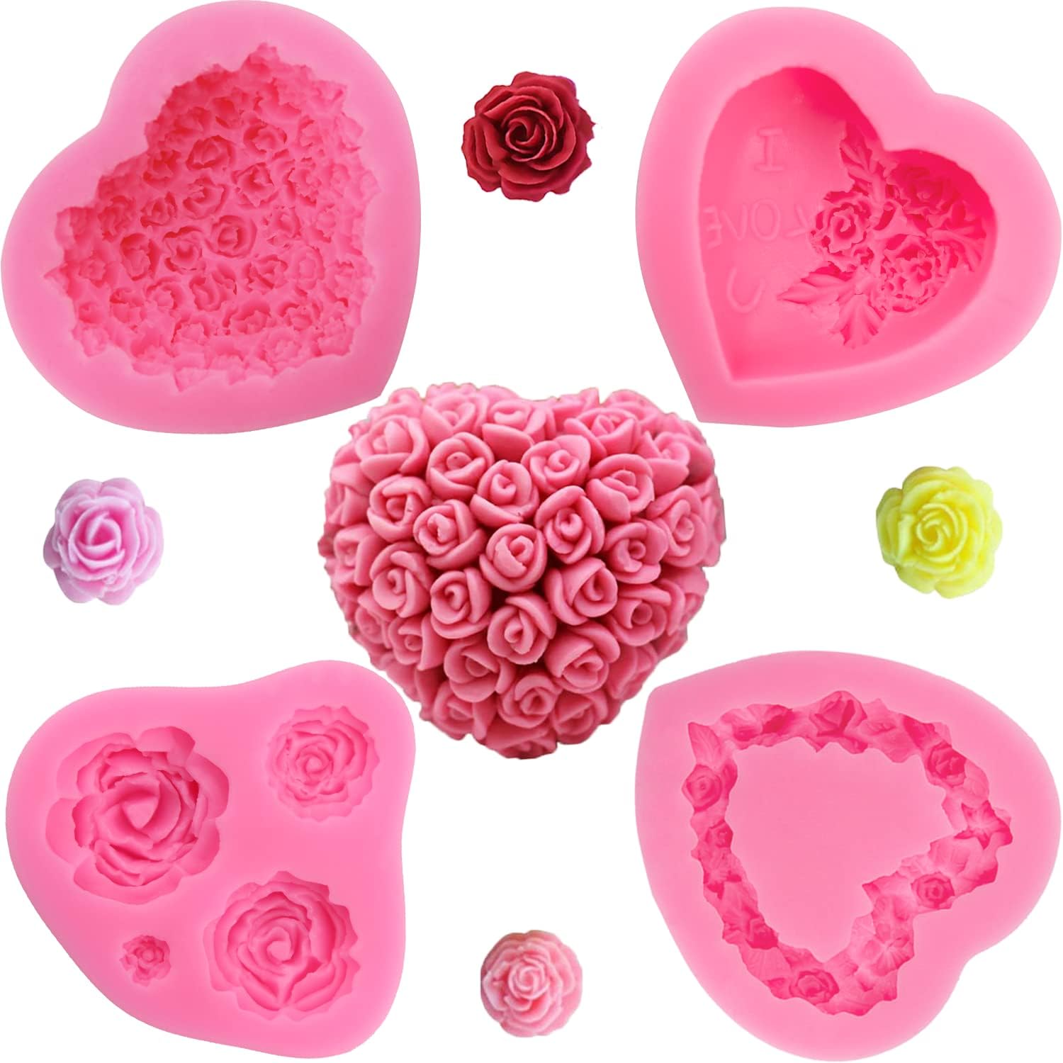 Amazon.com: 6 Pcs Valentine's Day Fondant Molds Wedding Fondant Cake ...