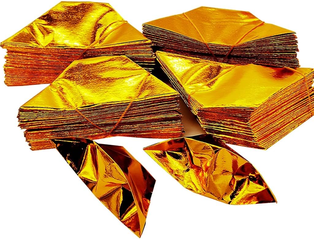 Amazon.com: 200 Pieces of Chinese Paper Money Gold foil Paper Ingot ...