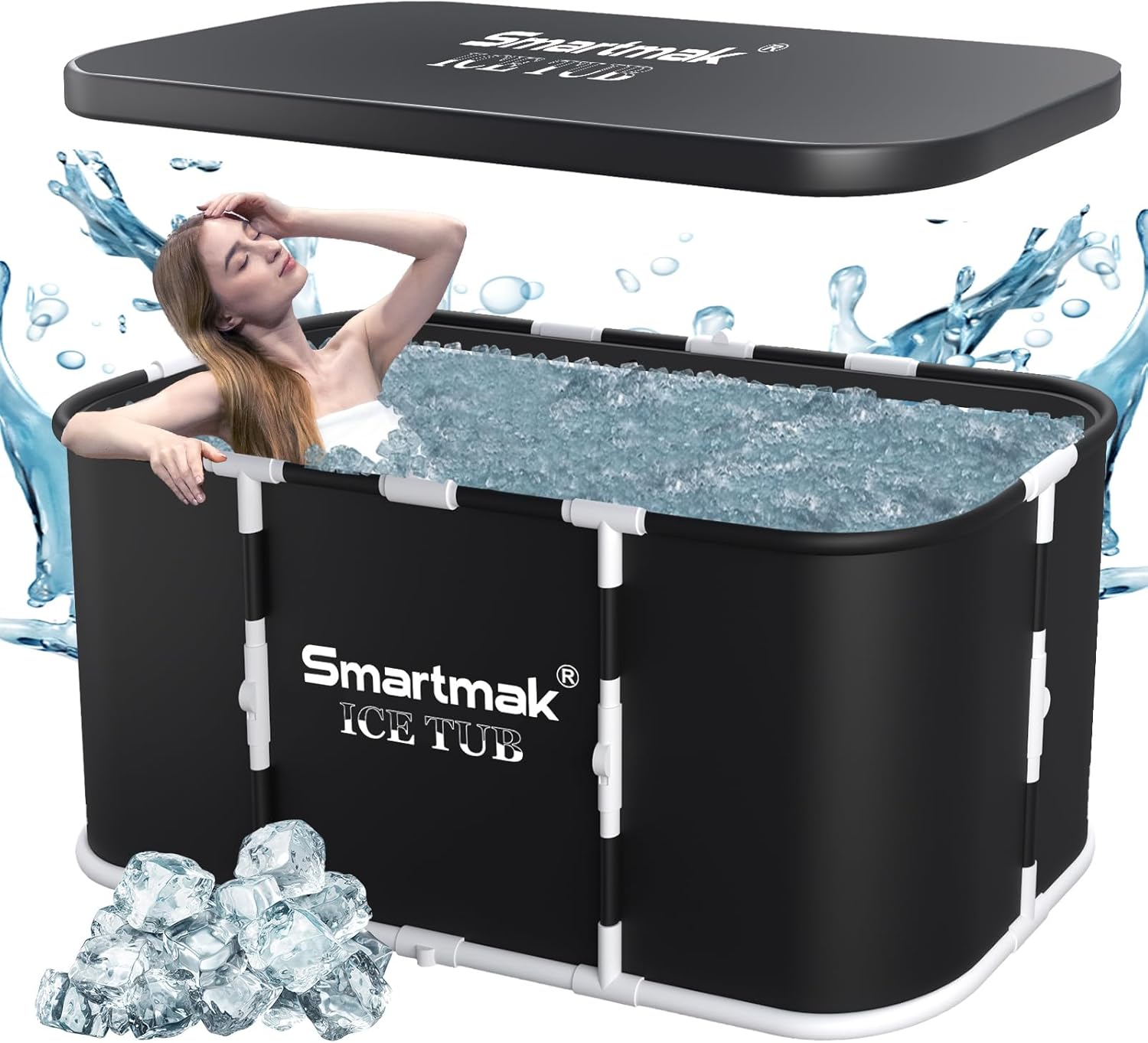 Smartmak Ice Bath Tub, Portable XL Large Cold Plunge Tub with Cover for ...