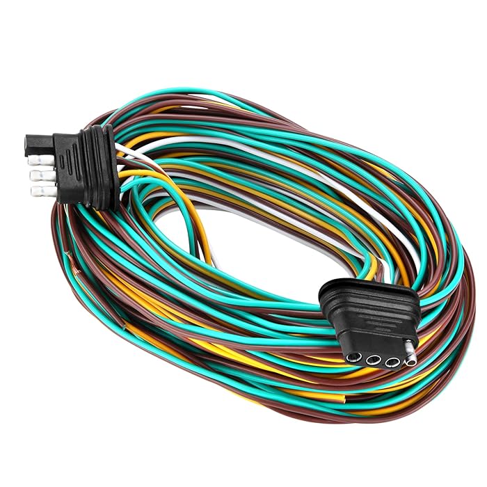 Buy VINAUO 4 Wire 4-Flat Trailer Wiring Harness Kits, 25ft 18 AWG Color ...