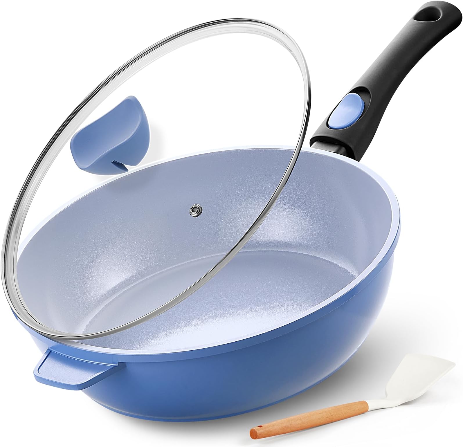 Amazon.com: NonStick Deep Frying Pan with Lid, 11 IN 5 Quart Saute Pan ...