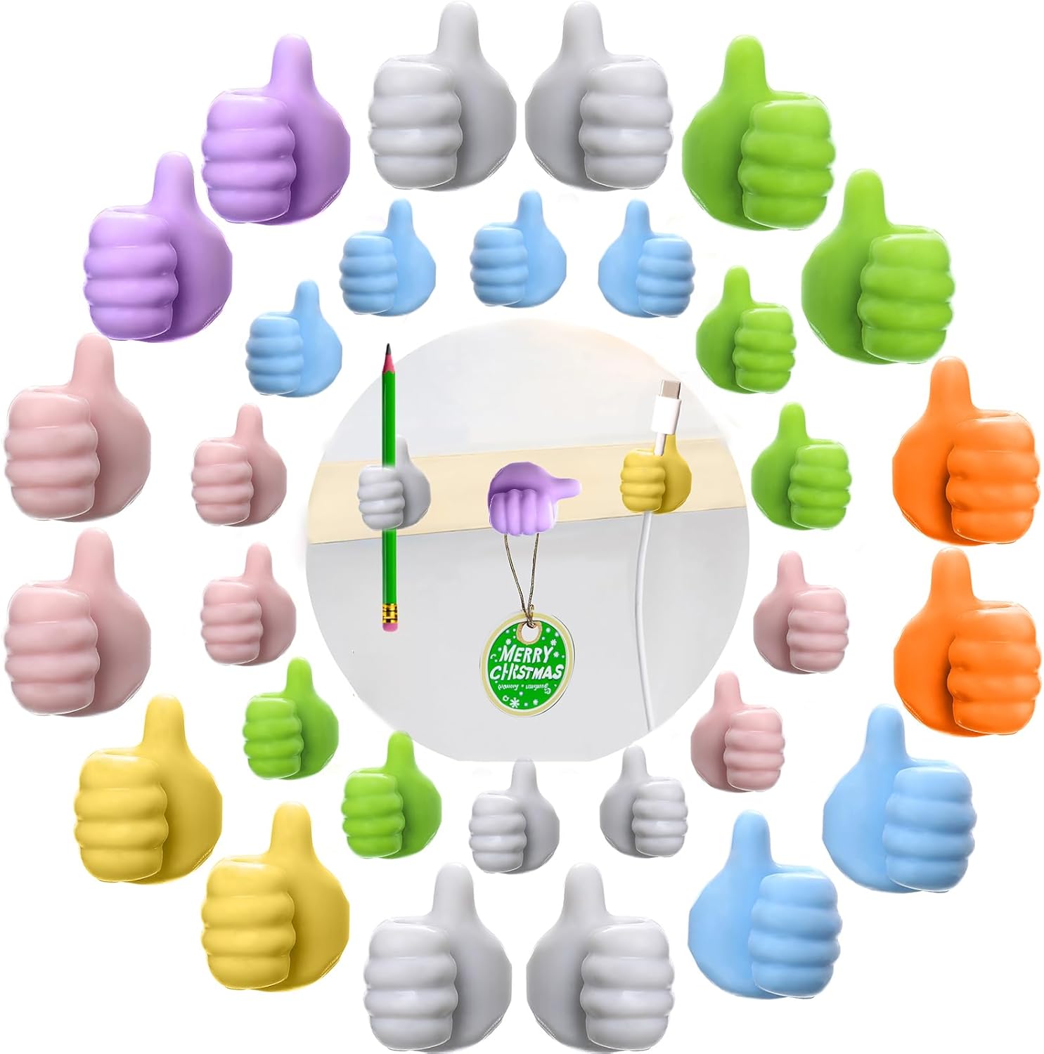 Amazon.com: AELITOK 30Pcs Creative Silicone Thumb Wall Hook ...