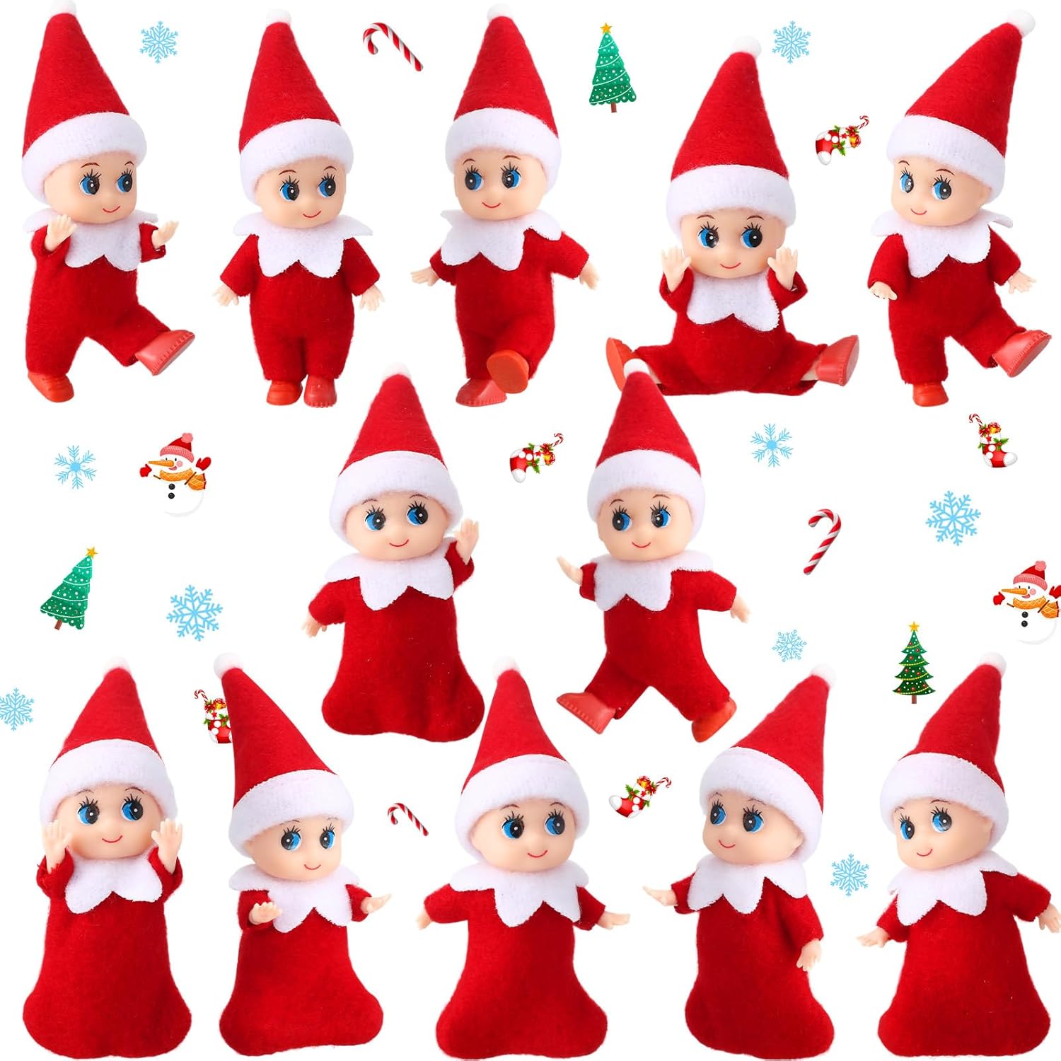 Amazon.com: Cunno 12pcs Christmas Baby Elves Miniature Elf Doll Plush ...