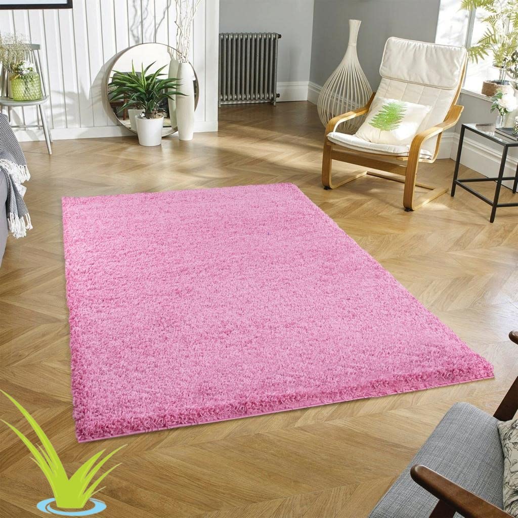 Wadan 60x110cm Baby Pink Shaggy Rugs Living Room |5mm Thick Pile ...