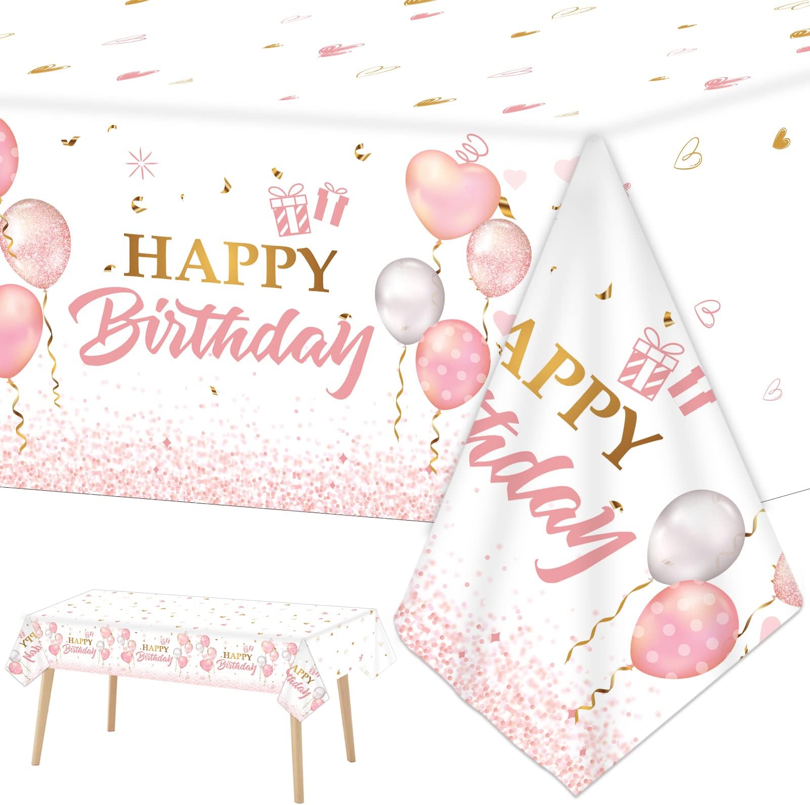 Amazon.com: 3 Pcs Pink and Rose Gold Tablecloths Glitter Diamond Table ...
