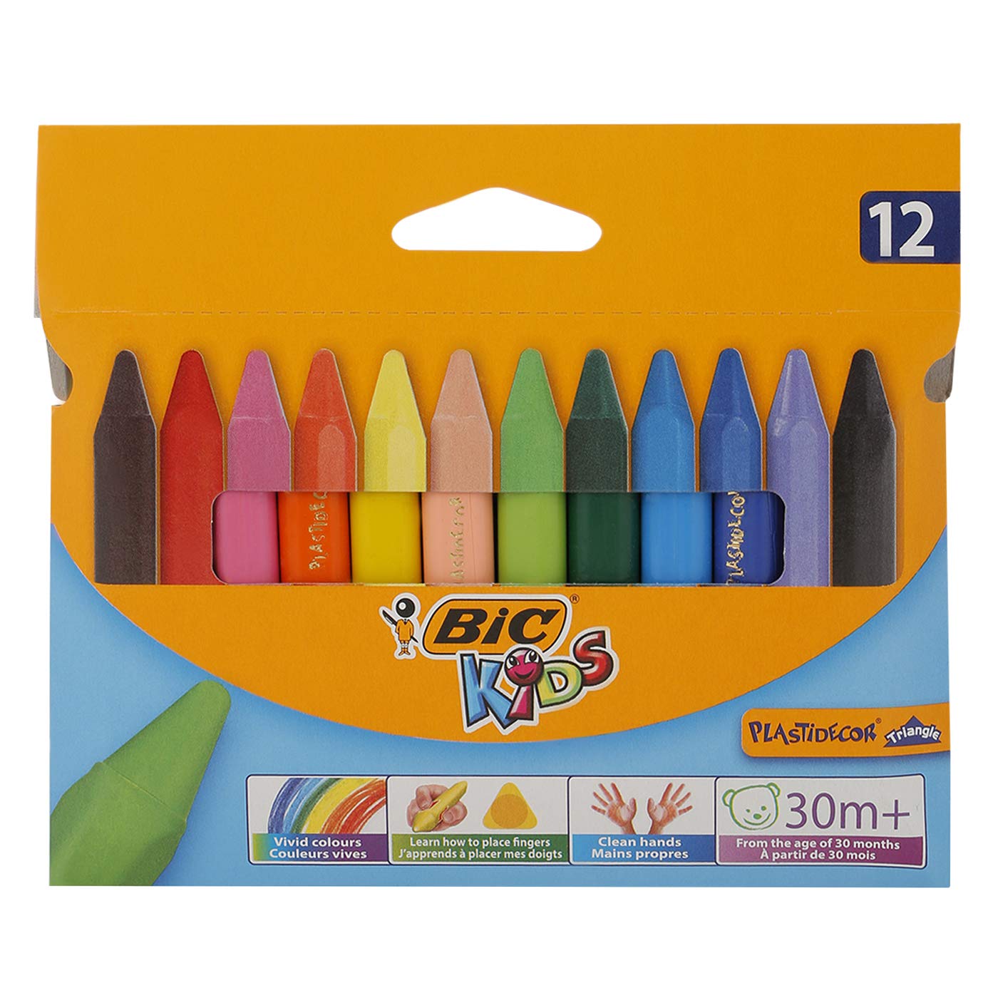 BIC 8297732 Kids Triangular Colouring Crayons- Assorted Colours, Pack ...
