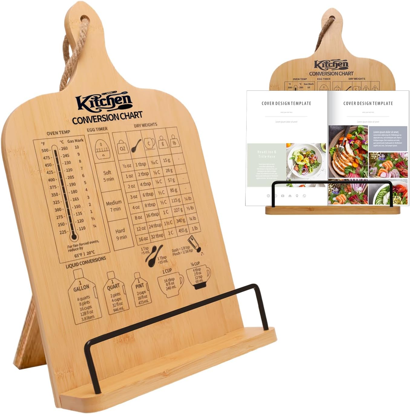 Amazon.com: IKEDAS Bamboo Cookbook Stand, Sturdy Cook Book Holder ...