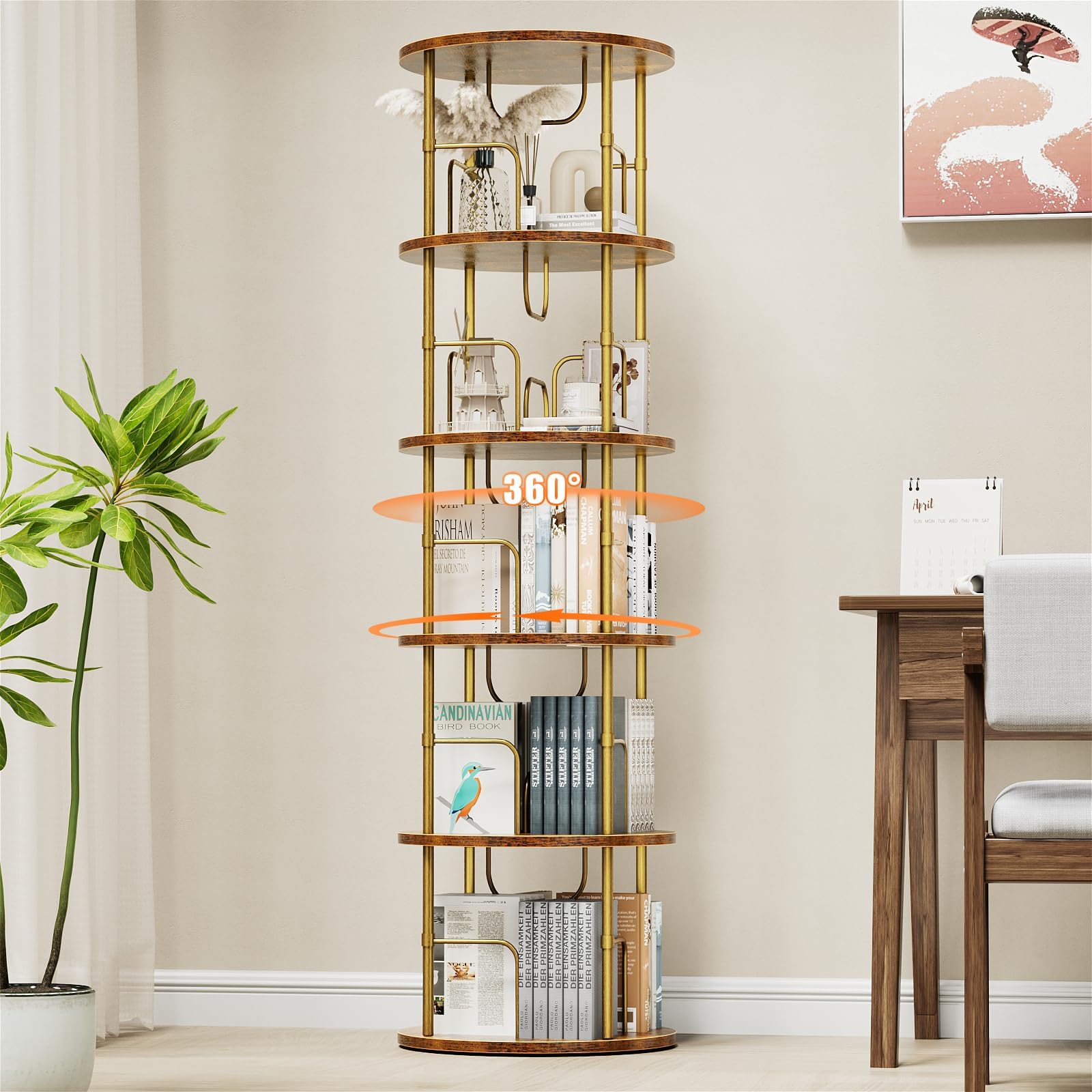 Amazon.com: 4HOMART Rotating Bookshelf, Floor Rack Simple Bookcase ...
