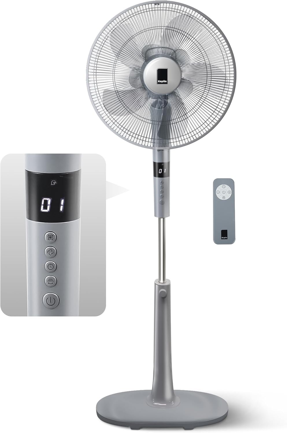 KEPLIN 16 Inch Pedestal Fan - 26-Speed, 10 Blades, Remote Control, LED ...