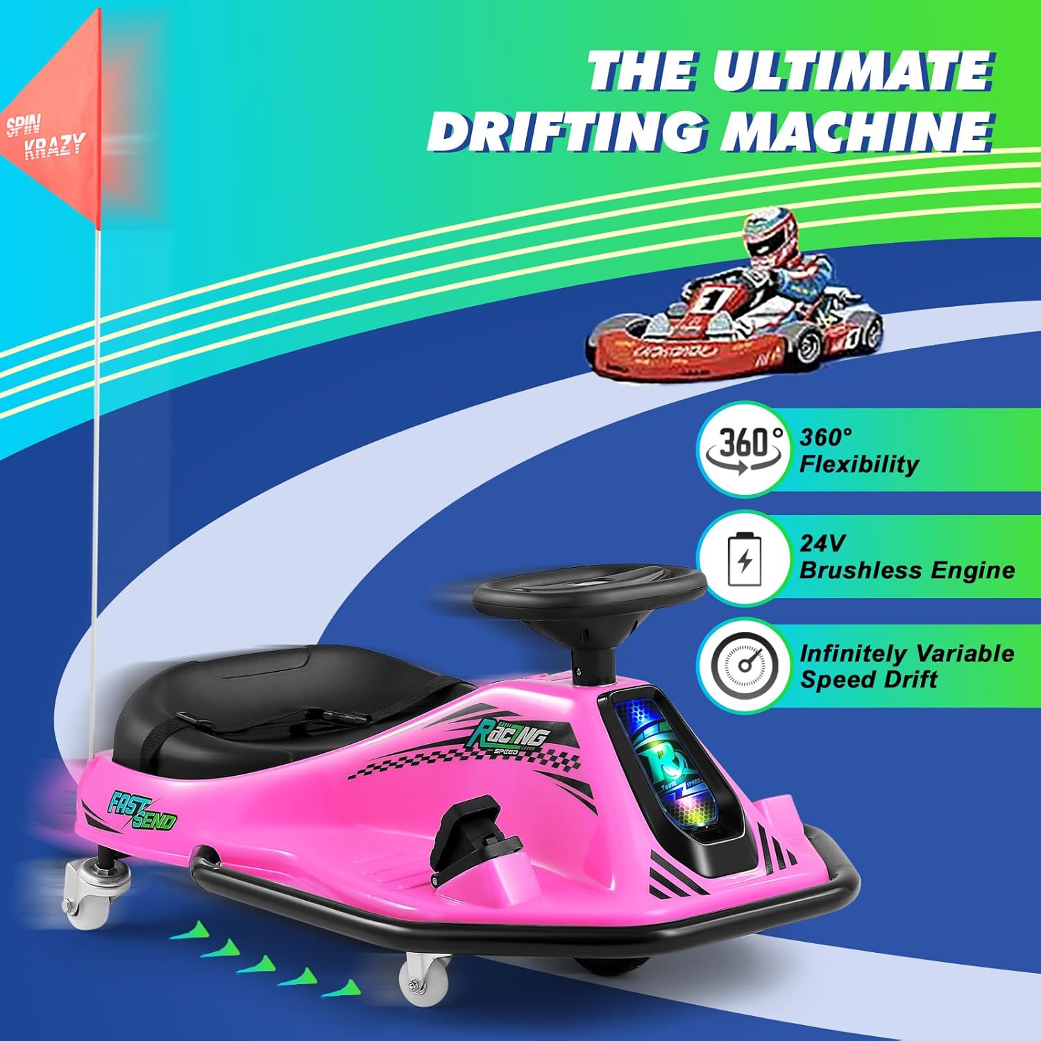 JOYLDIAS 360 Degrees Rotating 24V Electric Drift Go Kart Instruction Manual