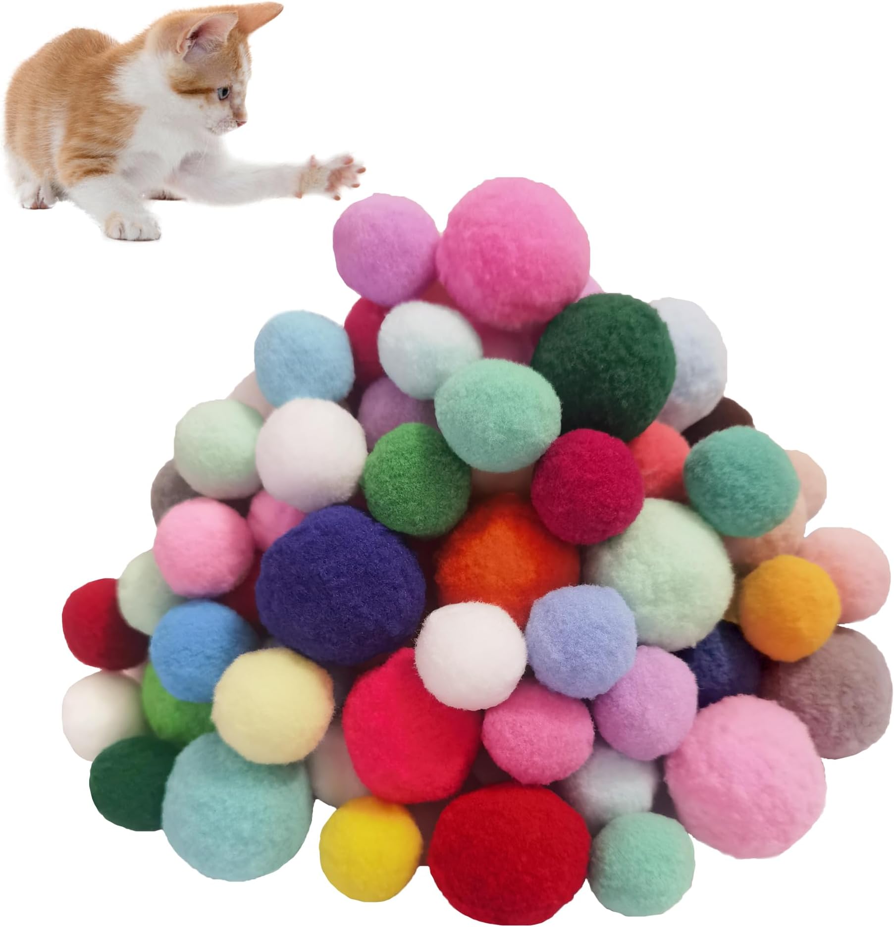 Amazon.com : Molain Large Cat Toy Balls, Soft Cat Balls 1Inch Kitten ...