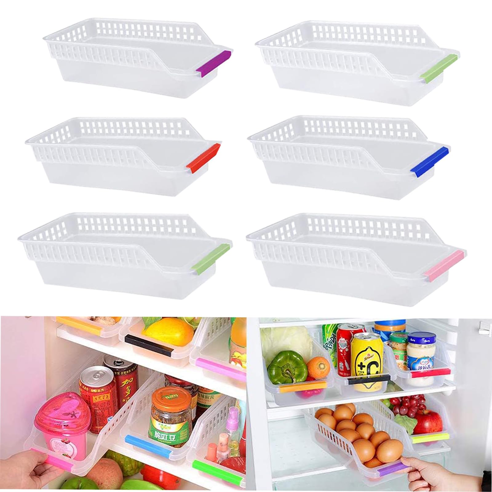 Fridge Storage Organizer,RoadLoo 6 Pack Fridge Fridge Tray Organiser ...