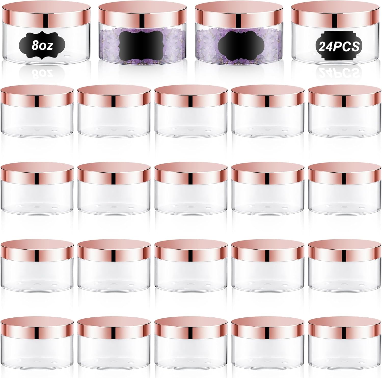 Amazon.com: Dandat 24 Pcs Plastic Jars with Lid and Label PET Cosmetic ...