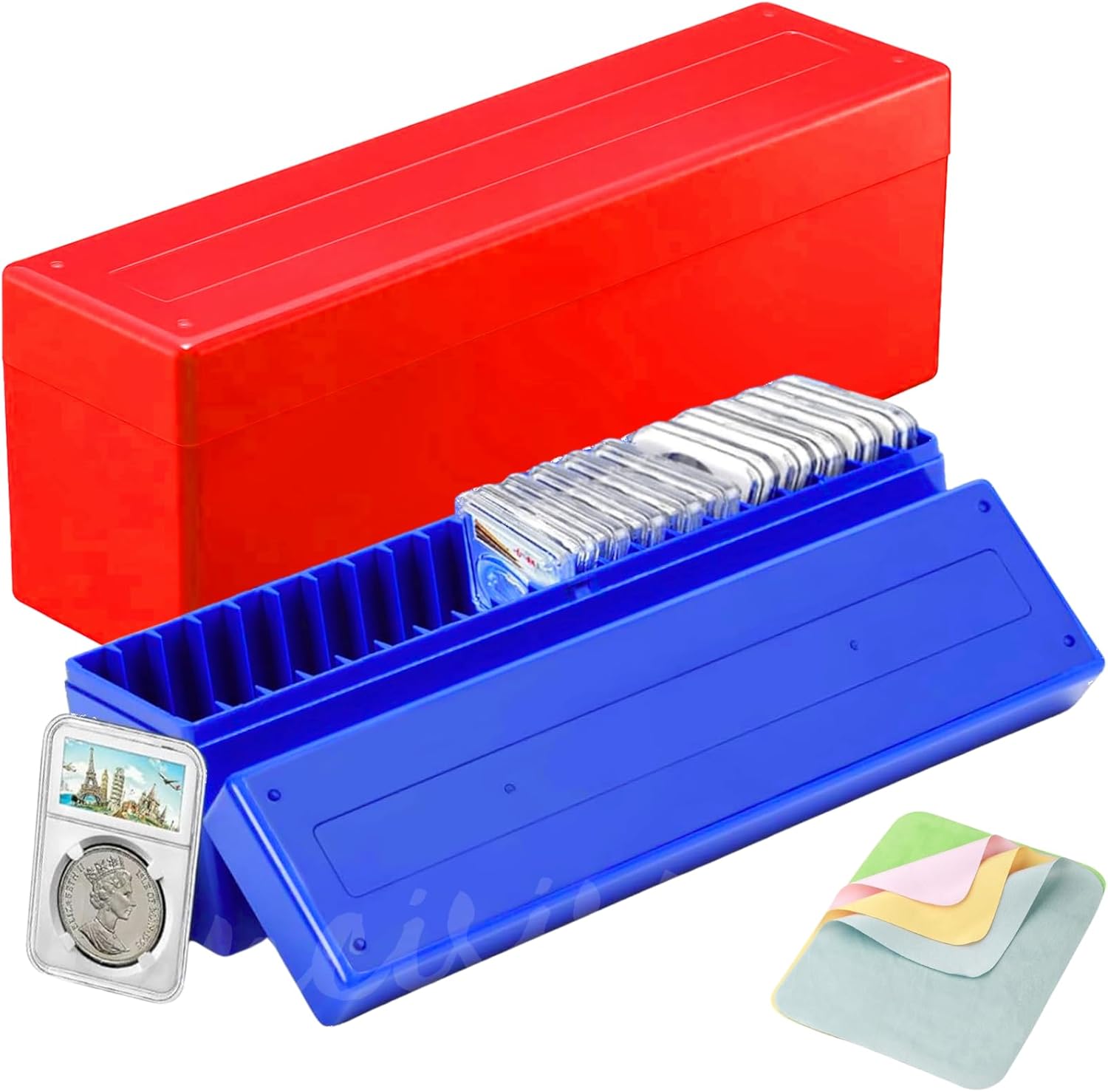 Amazon.com : 2 Pcs Red Coin Slab Storage Box with Dust Cloth Compatible ...