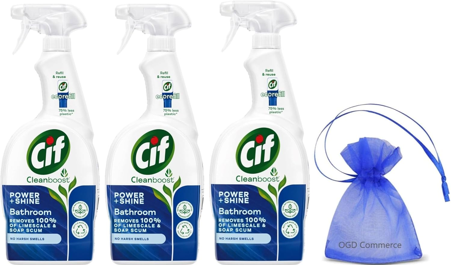 Cif Cleanboost Power + Shine Bathroom Cleaner spray, Pack of Three, 3 x ...