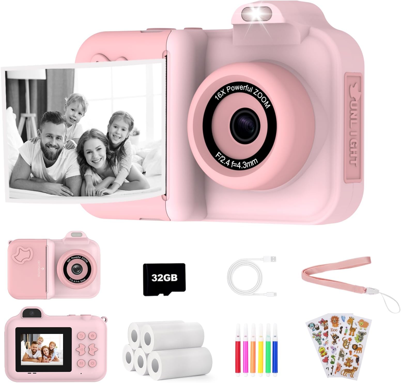 Amazon.com : Kids Camera Instant Print, 1080P HD Dual-Lens Selfie ...