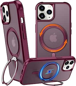 Amazon.com: CHAOFEnG 360° Rotatable Stand for iPhone 11 Pro Max Case with Magnetic [Military ...