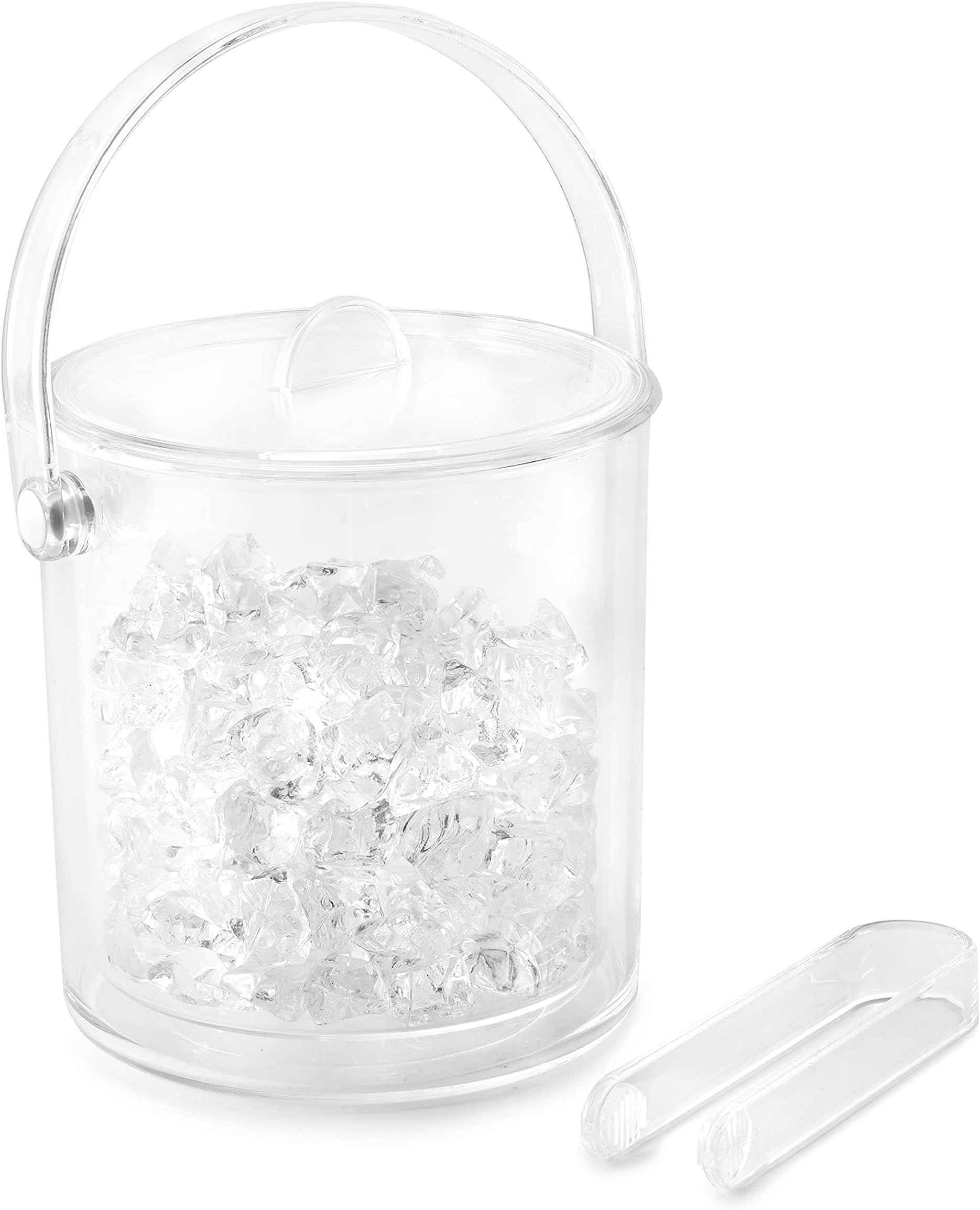 Amazon.com: Huang Acrylic Double Wall Ice Bucket with Lid and Ice Tongs ...
