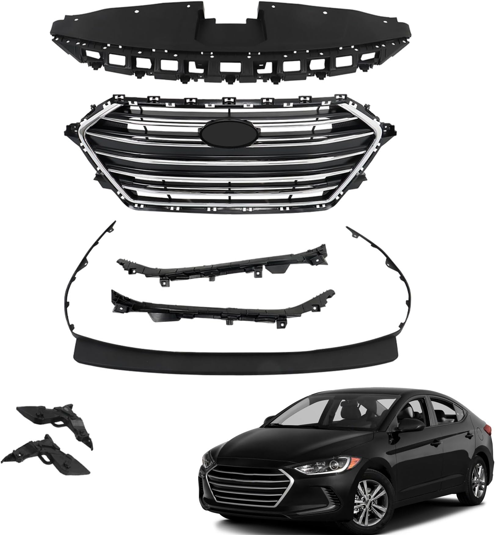 Amazon.com: munirater Front Bumper Grille 7Pcs Chrome Grill Radiator ...